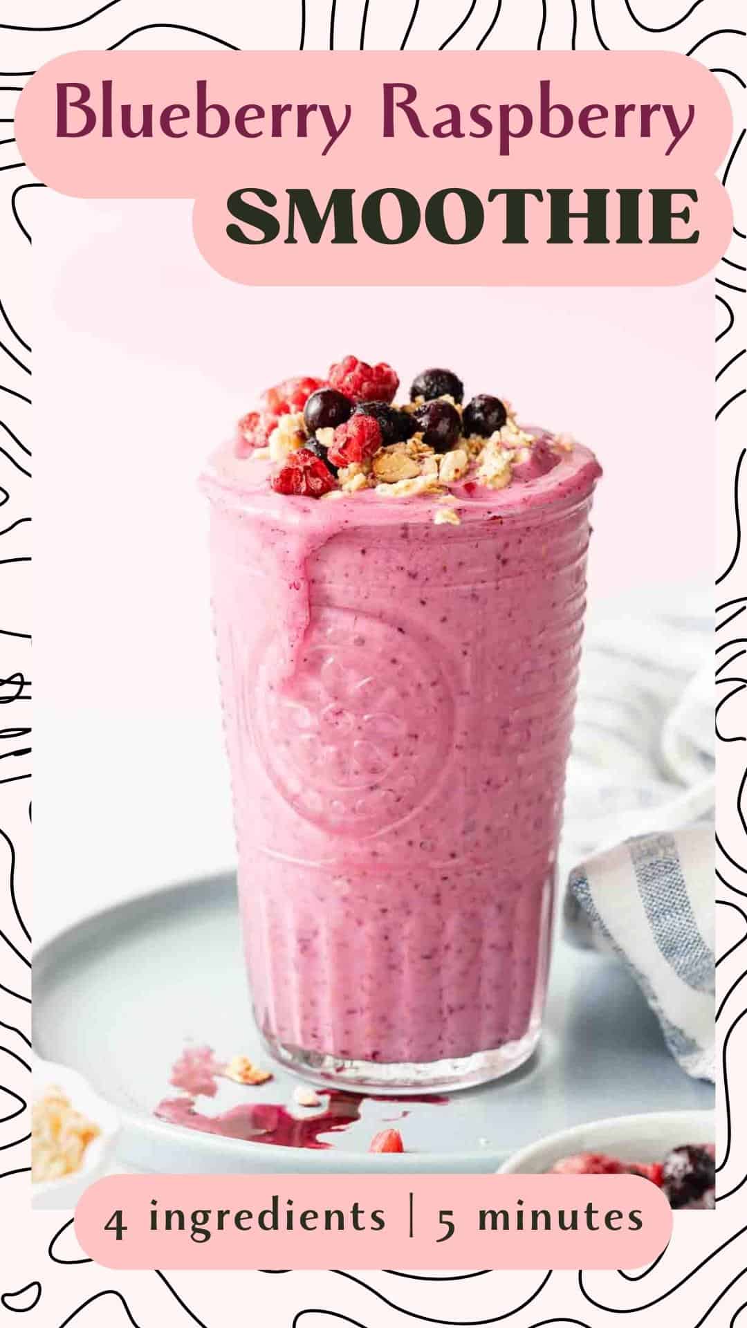 Raspberry Blueberry Smoothie - Nibble and Dine